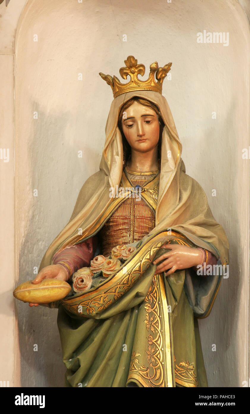 Saint Elizabeth of Hungary, statue on the altar of Saint Francis of ...