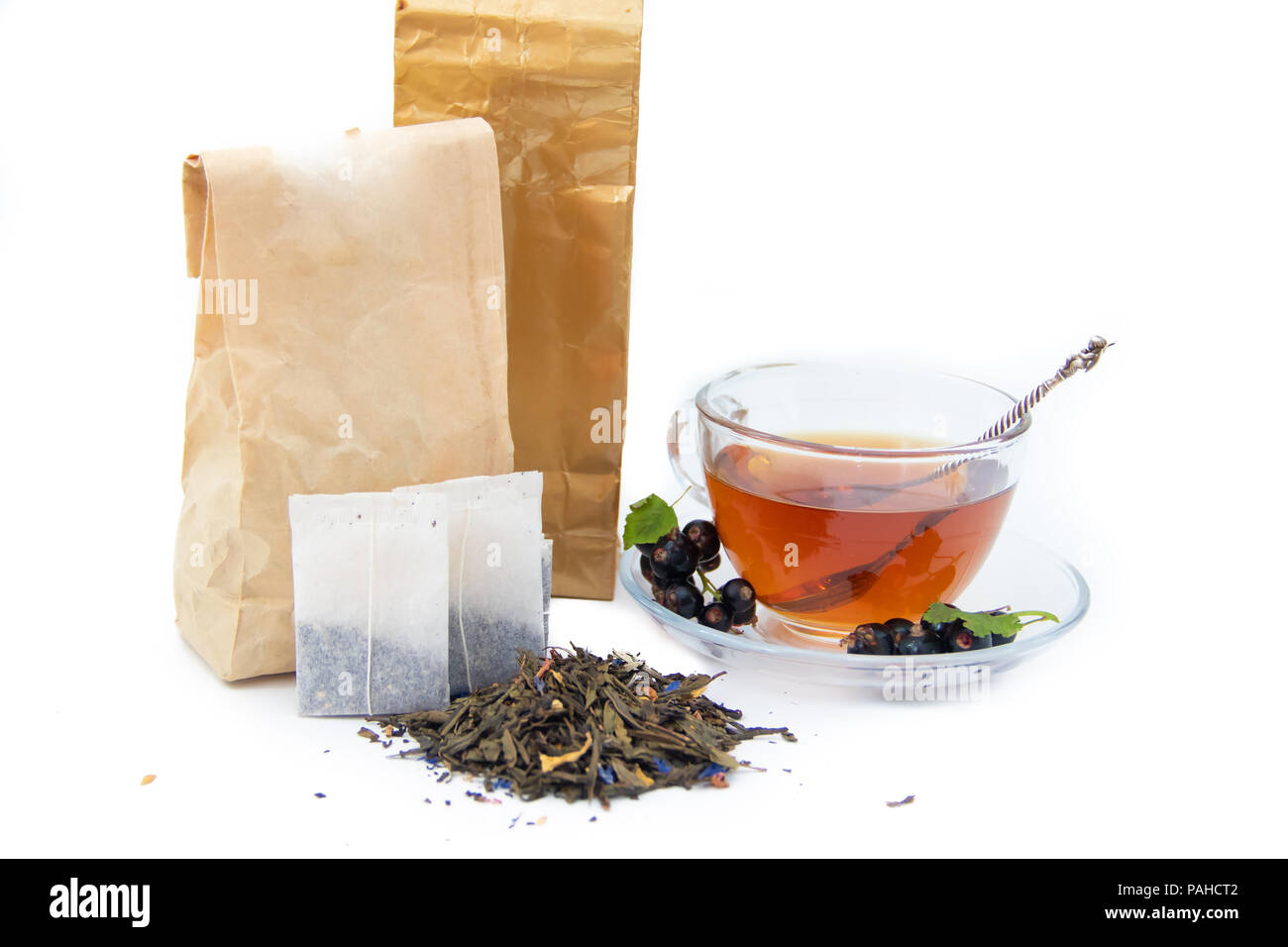 Tea on white background and tea bag isolated on white background Stock ...