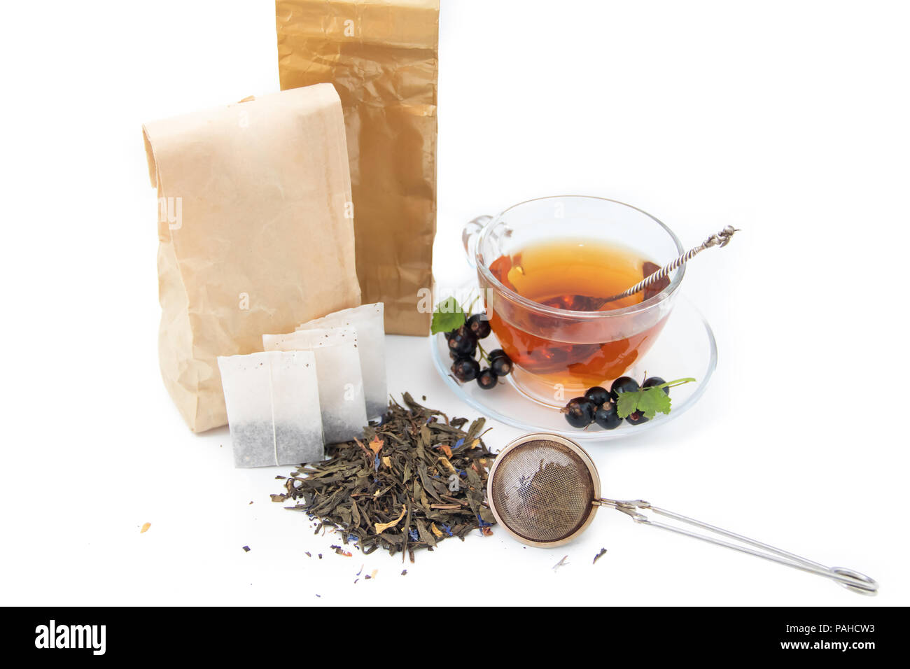 Tea on white background and tea bag isolated on white background Stock ...