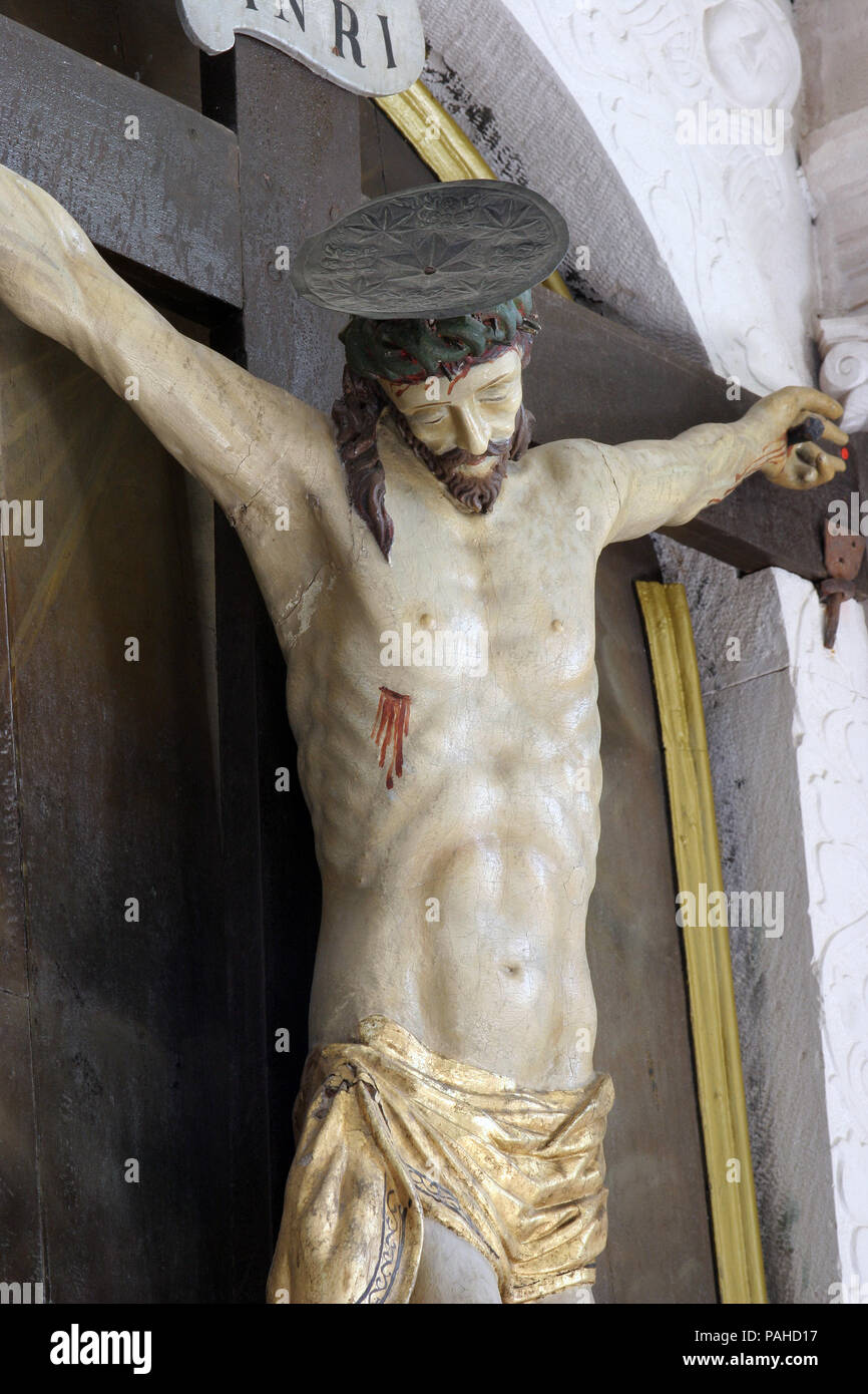Crucifix, altar of the Holy Cross in the Saint Martin Church in Zrnovo ...