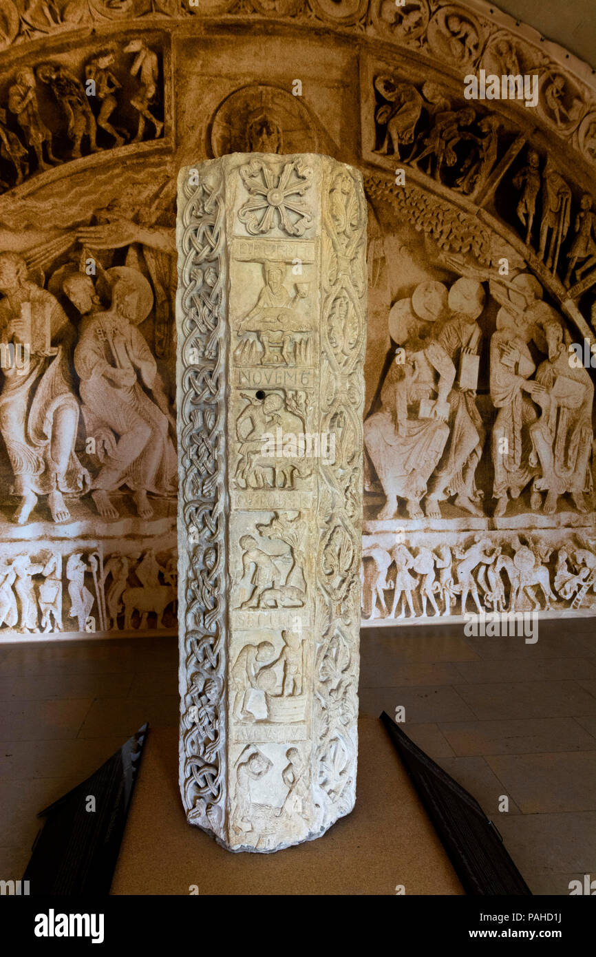 The Roman Pillar so called the Zodiac Column, Souvigny country Museum ...