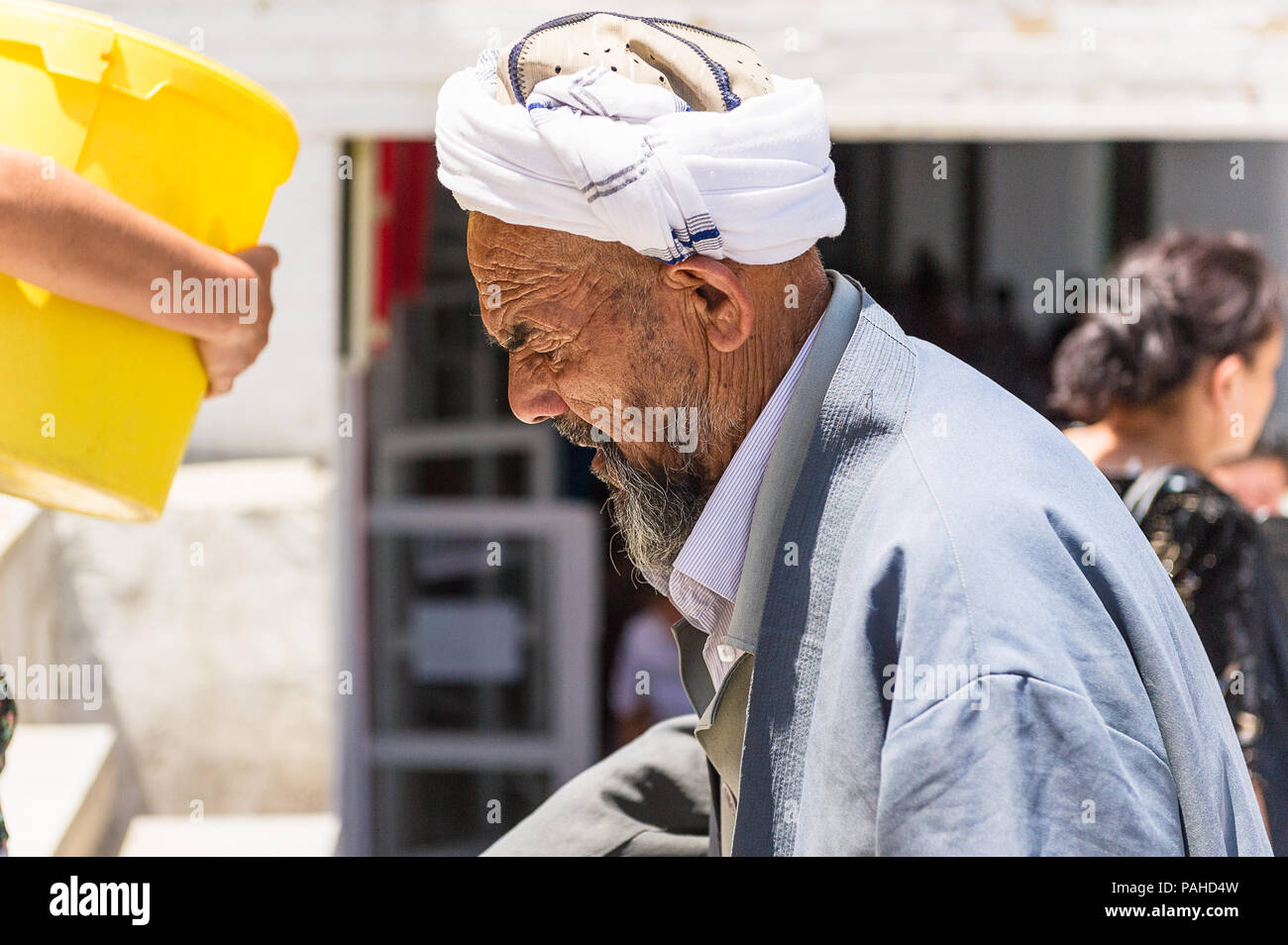 SAMARKAND, UZBEKISTAN - JUNE 10, 2011: Portrait of unidentified Uzbek ...