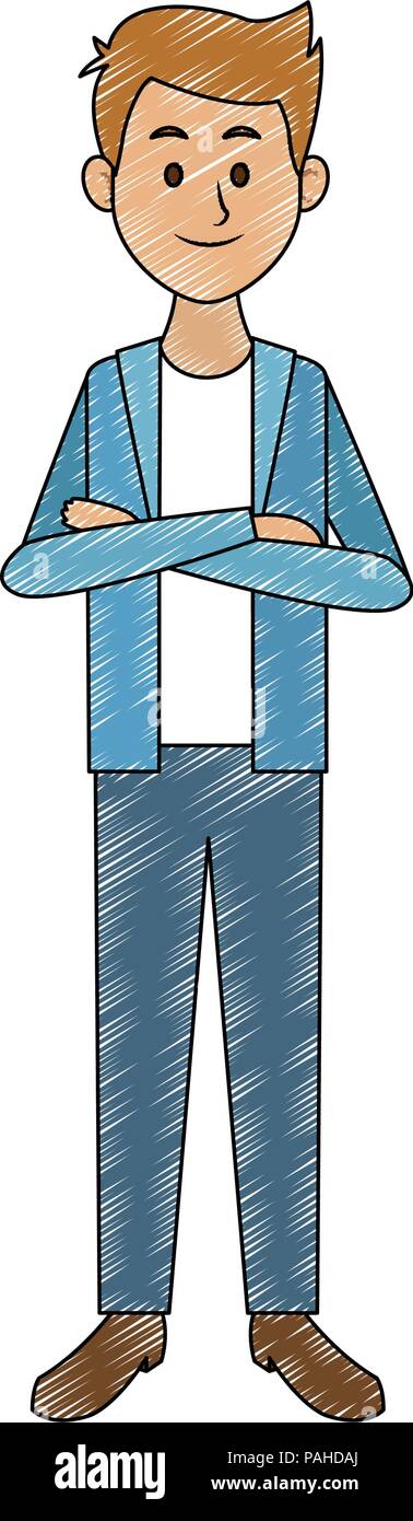 Young man with casual clothes cartoon vector illustration graphic ...