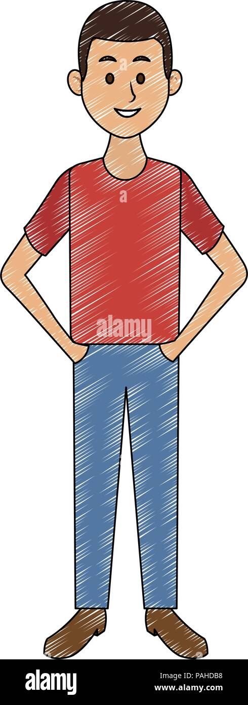 Young man with casual clothes cartoon vector illustration graphic ...
