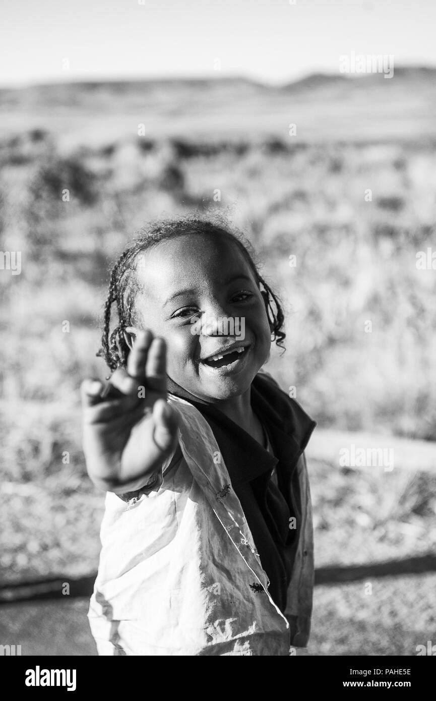 ANTANANARIVO, MADAGASCAR - JULY 3, 2011: Unidentified Madagascar girl ...