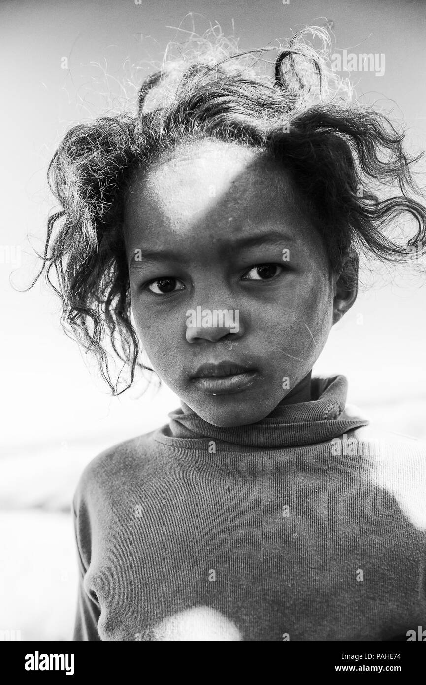 MADAGASCAR - JULY 3, 2011: Portrait of an unidentified beautiful girl ...