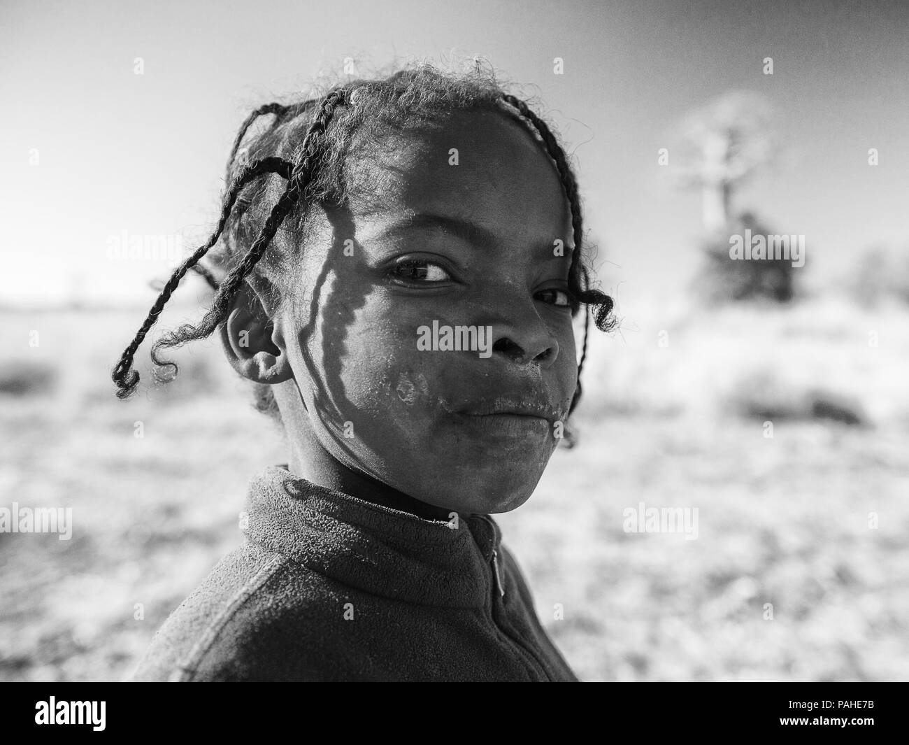 MADAGASCAR - JULY 3, 2011: Portrait of an unidentified beautiful girl ...