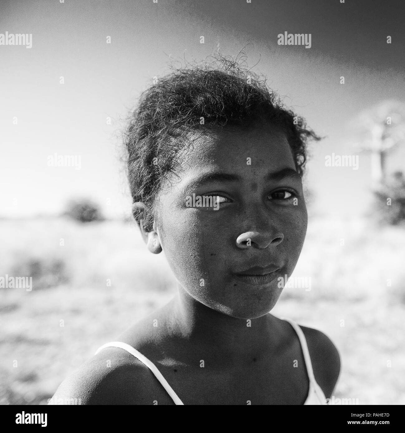 MADAGASCAR - JULY 3, 2011: Portrait of an unidentified beautiful girl ...