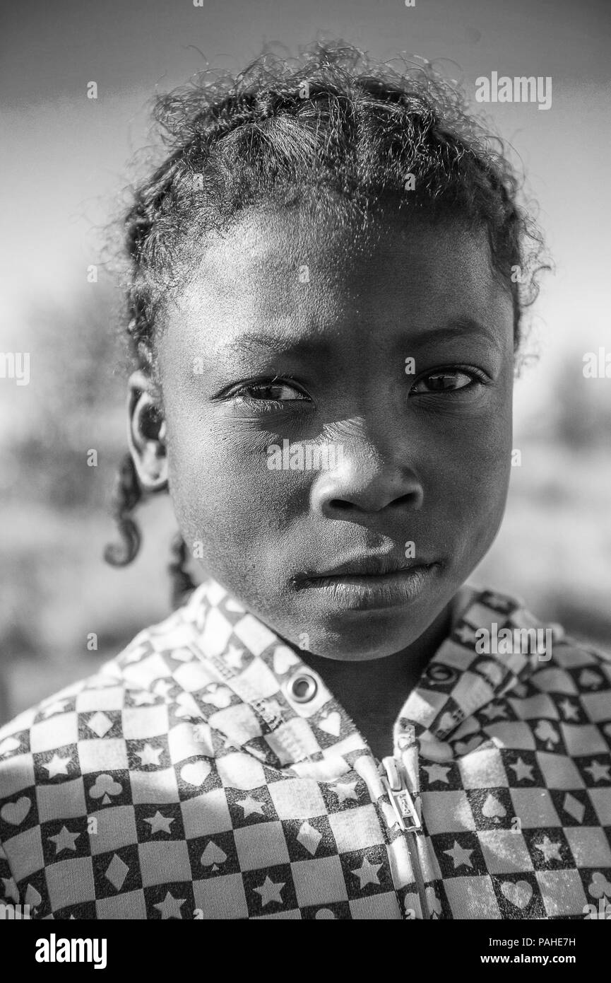 MADAGASCAR - JULY 3, 2011: Portrait of an unidentified beautiful girl ...