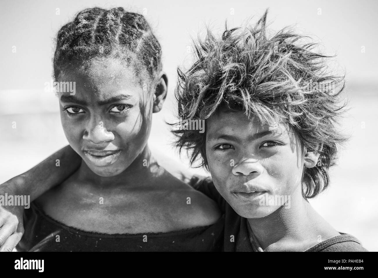 MADAGASCAR - JULY 5, 2011: Portrait of an unidentified brother and ...