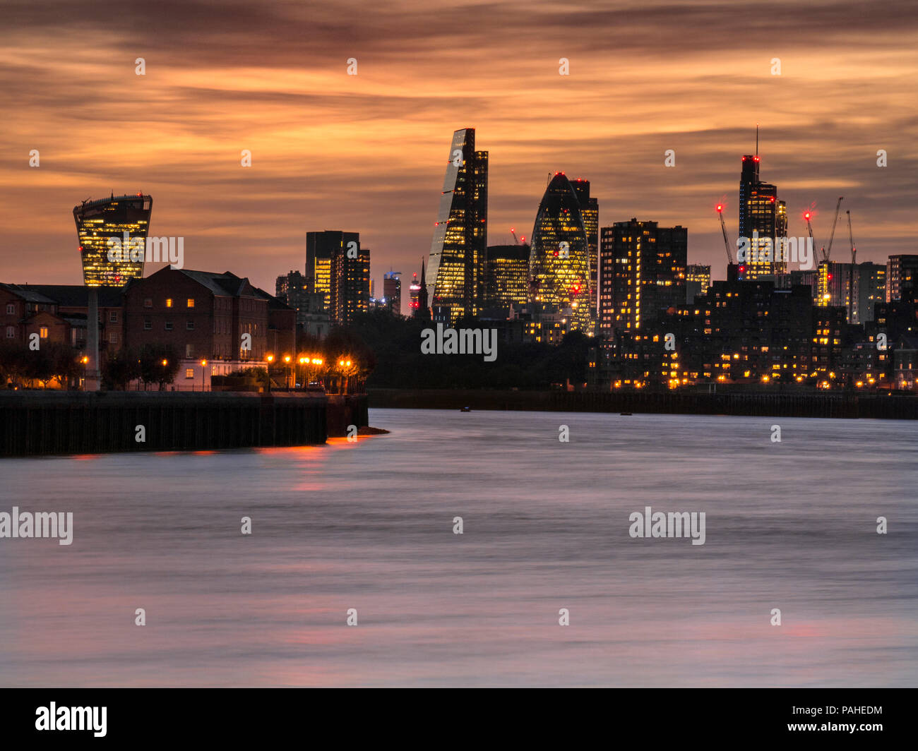 London financial city centre offices skyscrapers towers sunset hi-res ...
