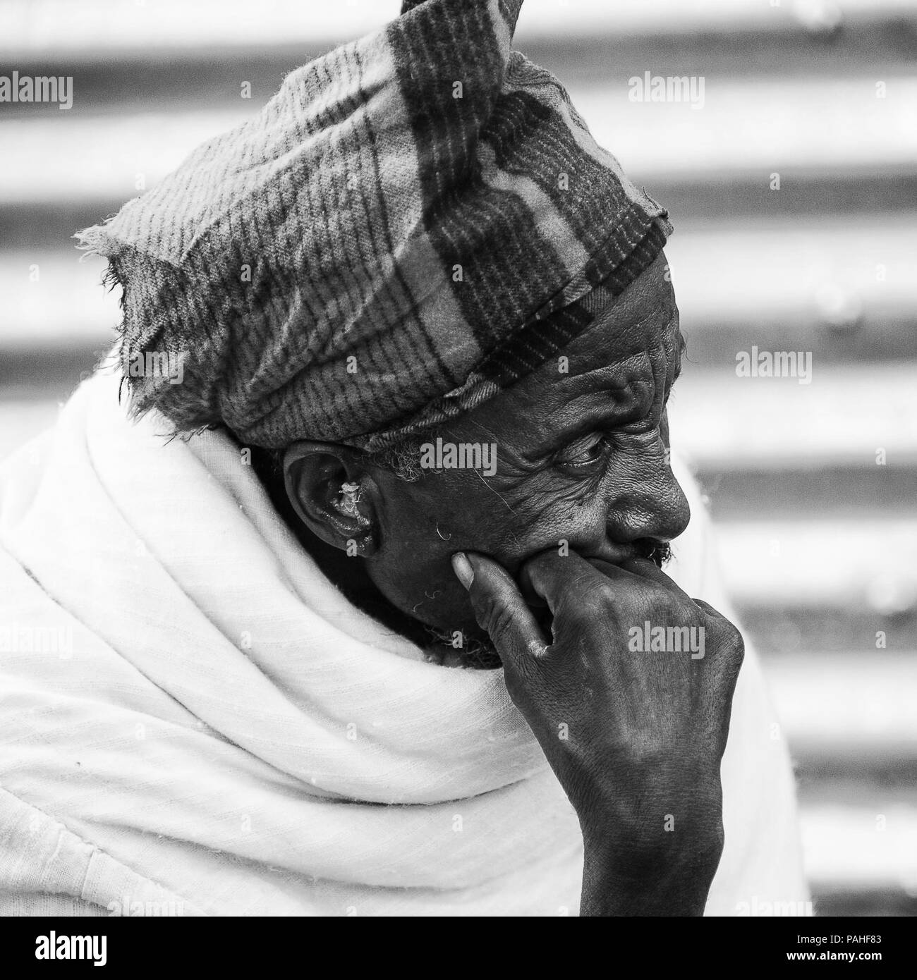 AKSUM, ETHIOPIA - SEP 27, 2011: Portrait of an unidentified Ethiopian ...