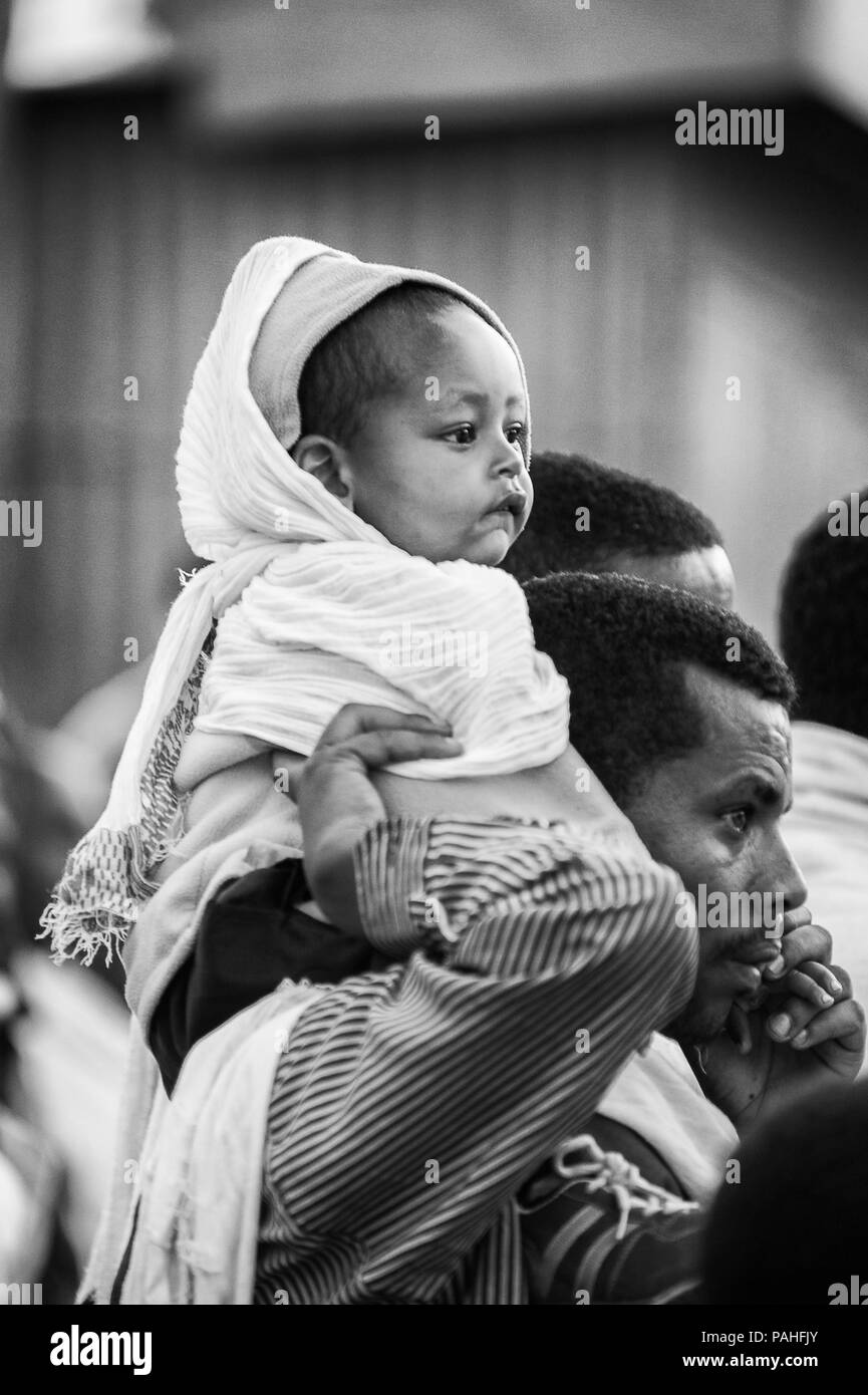 LALIBELA, ETHIOPIA - SEPTEMBER 28, 2011: Unidentified Ethiopian baby ...