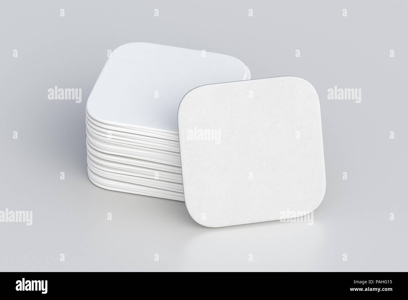 White square beer coasters on white background with clipping path ...