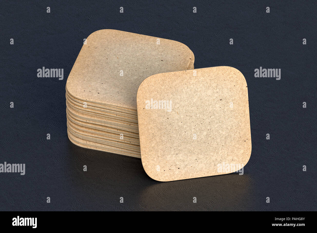 Vintage square beer coasters on black background with clipping path ...