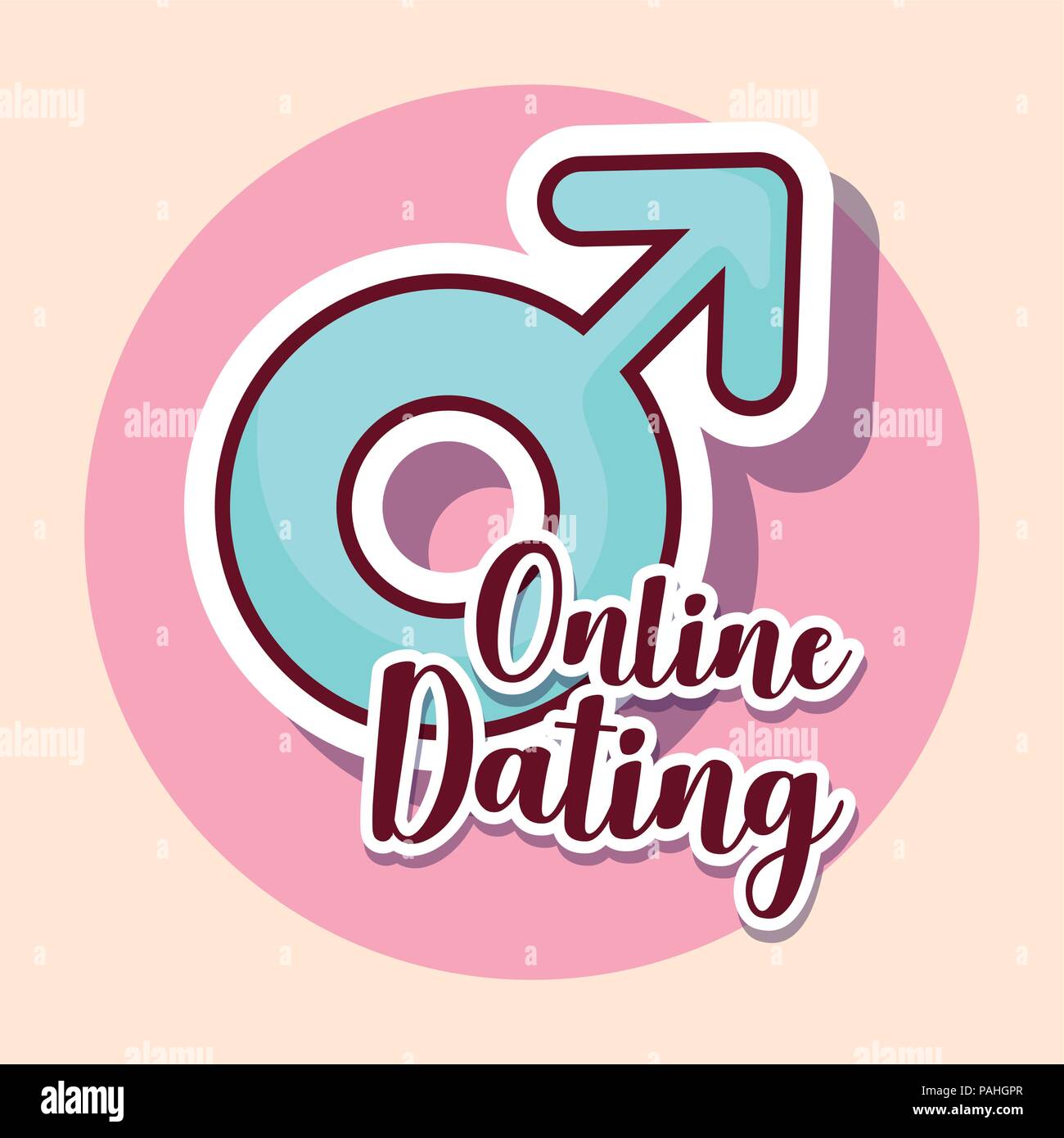Online dating design with male symbol over pink circle and white ...