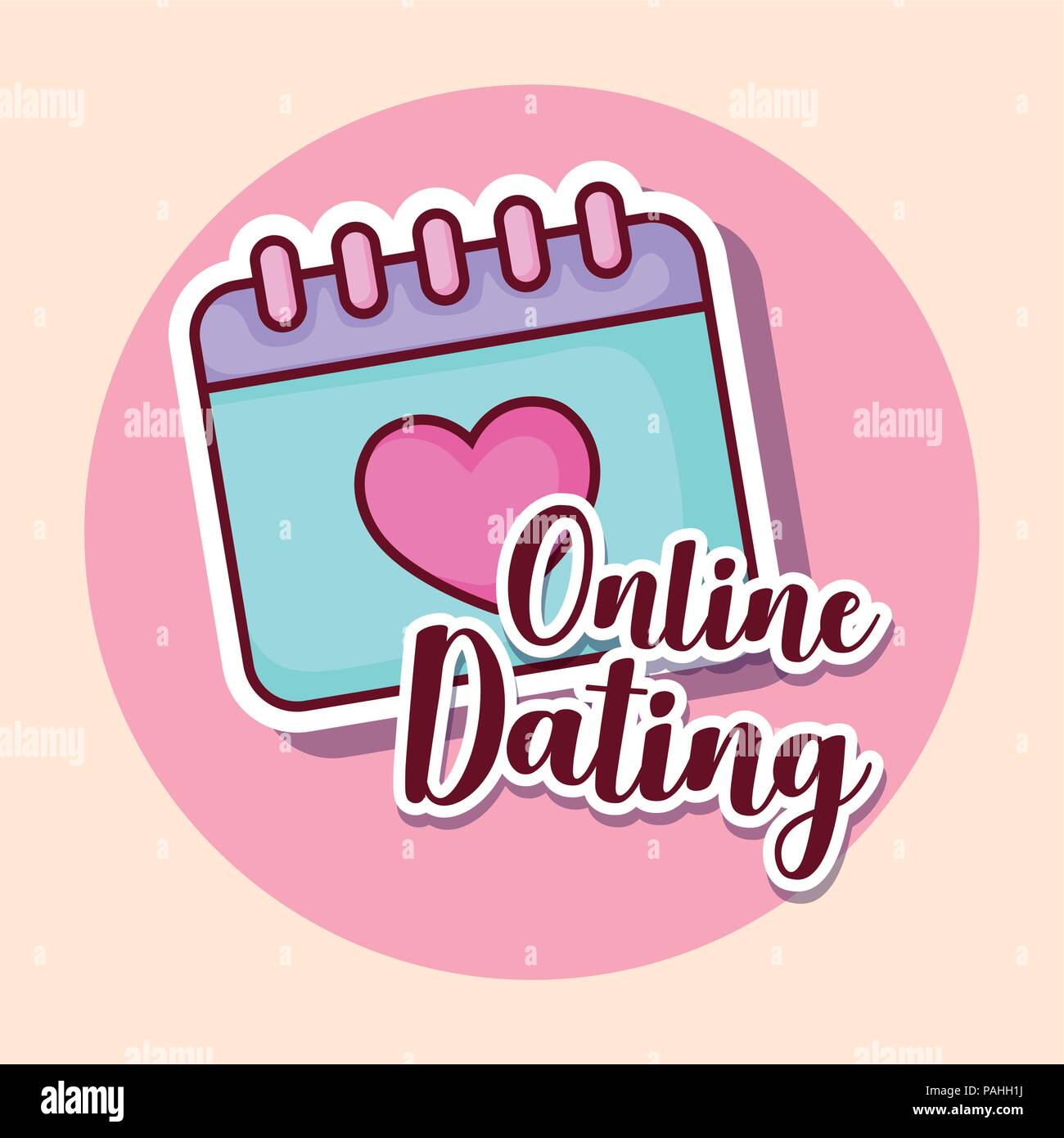 Online dating design with calendar over pink circle and white ...