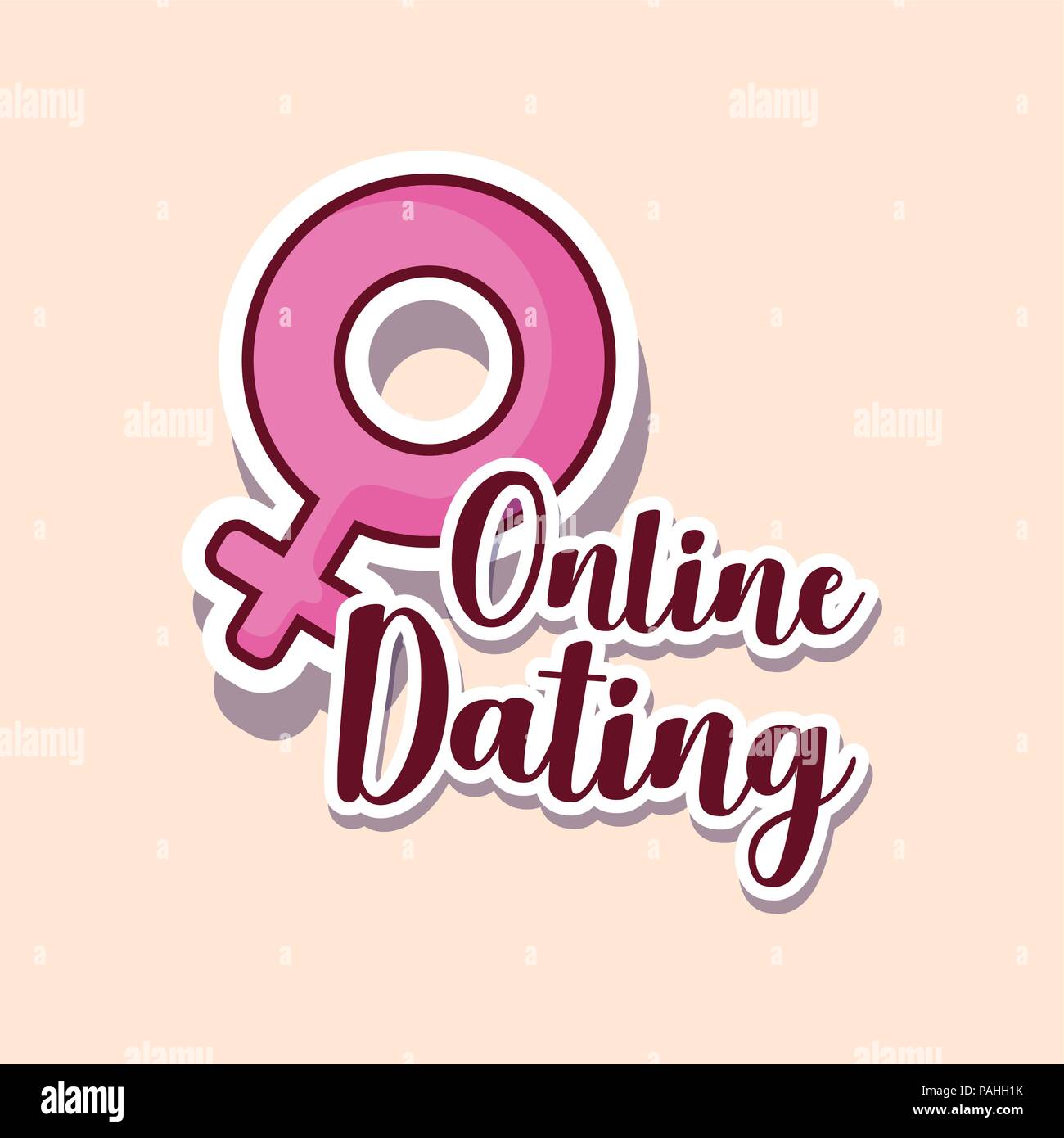 Online dating design with female symbol over white background, colorful ...
