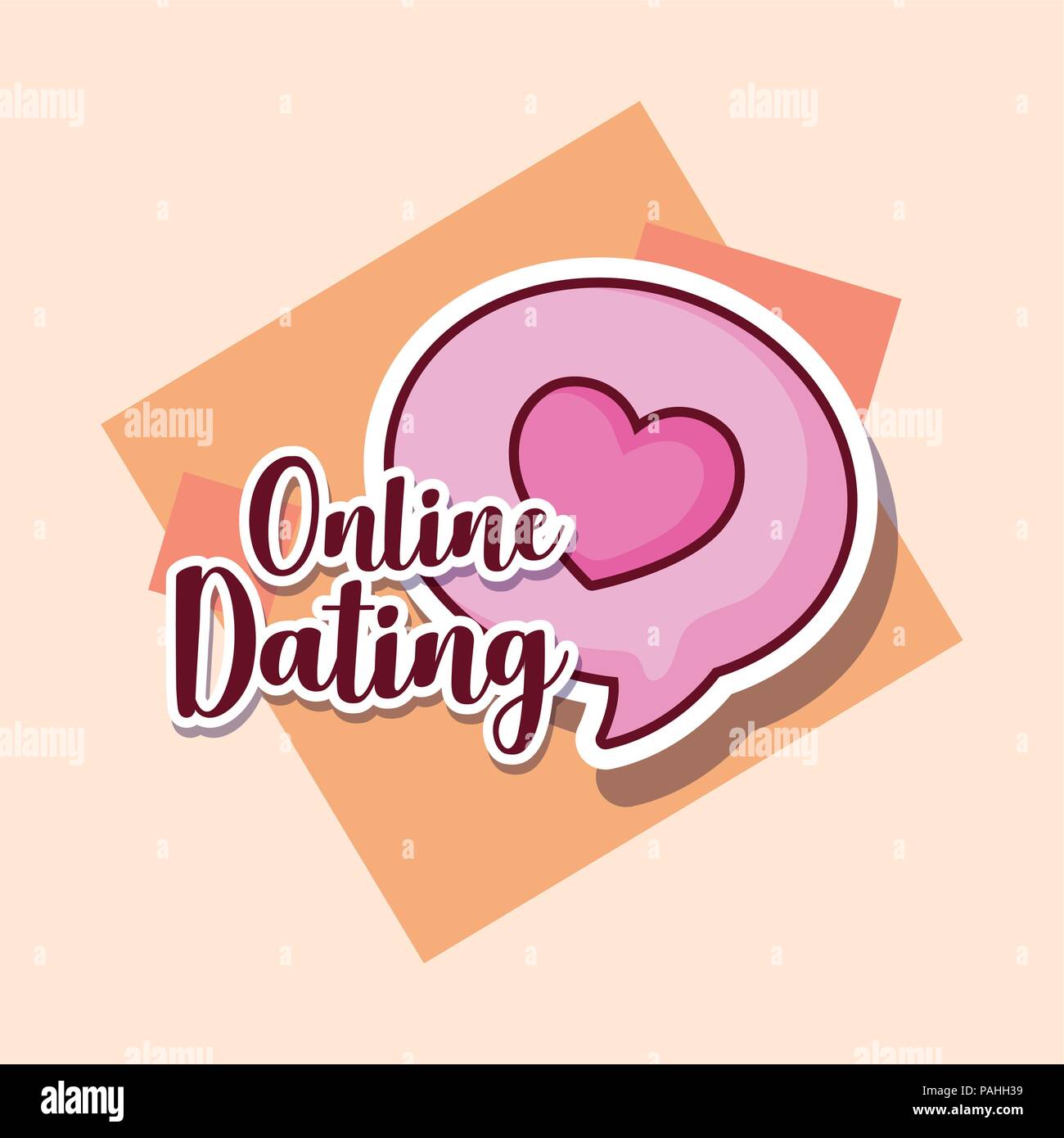 Online dating design with speech bubble with heart icon over white ...