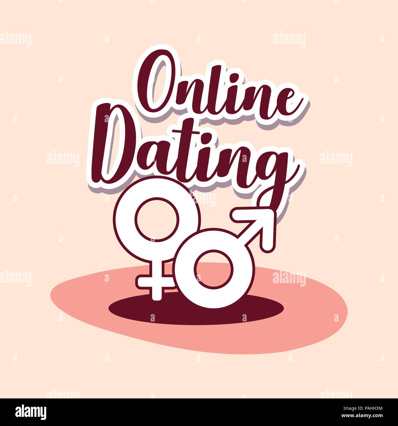 Online dating design with gender symbols over white background ...