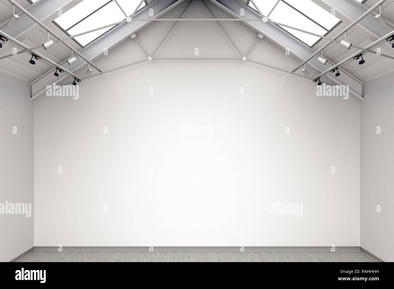 Empty gallery interior with blank exhibition walls mockup. 3d ...