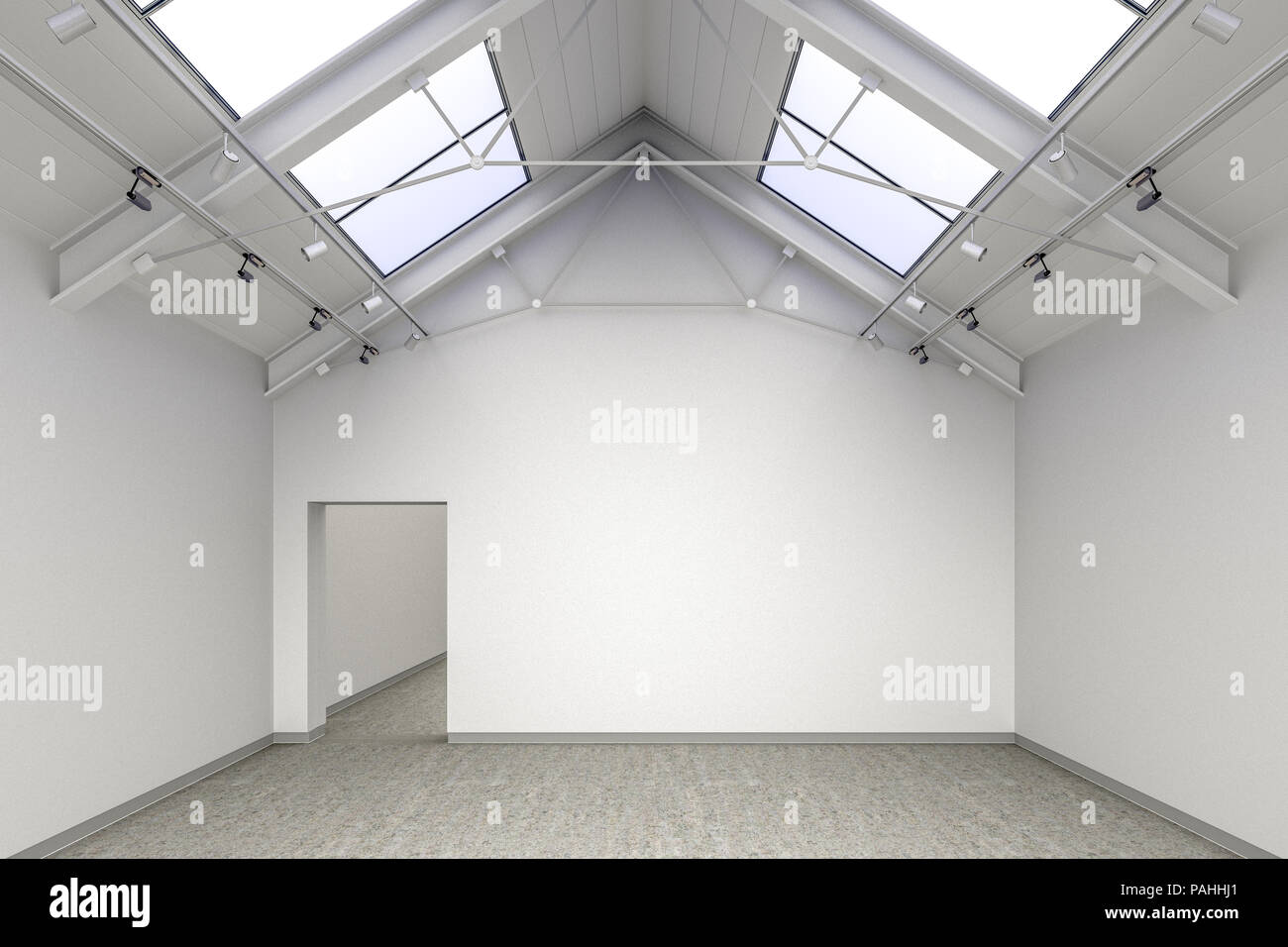 Empty gallery interior with blank exhibition walls mockup. 3d ...