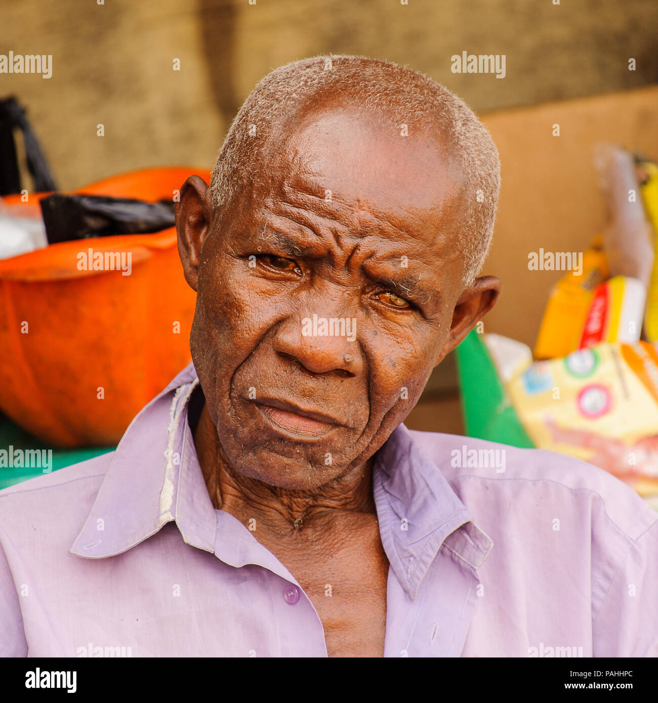 GHANA - MARCH 2, 2012: Portrait of an sad unindentified Ghanaian man in ...
