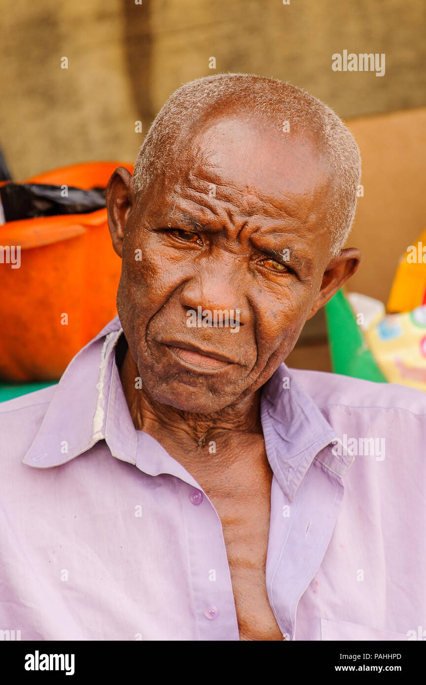 GHANA - MARCH 2, 2012: Portrait of an sad unindentified Ghanaian man in ...
