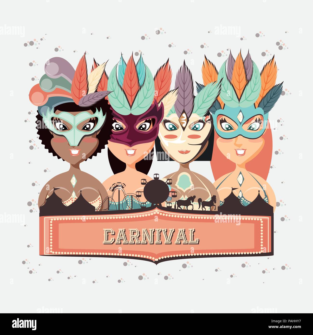 group of beautiful girls carnival characters vector illustration design ...