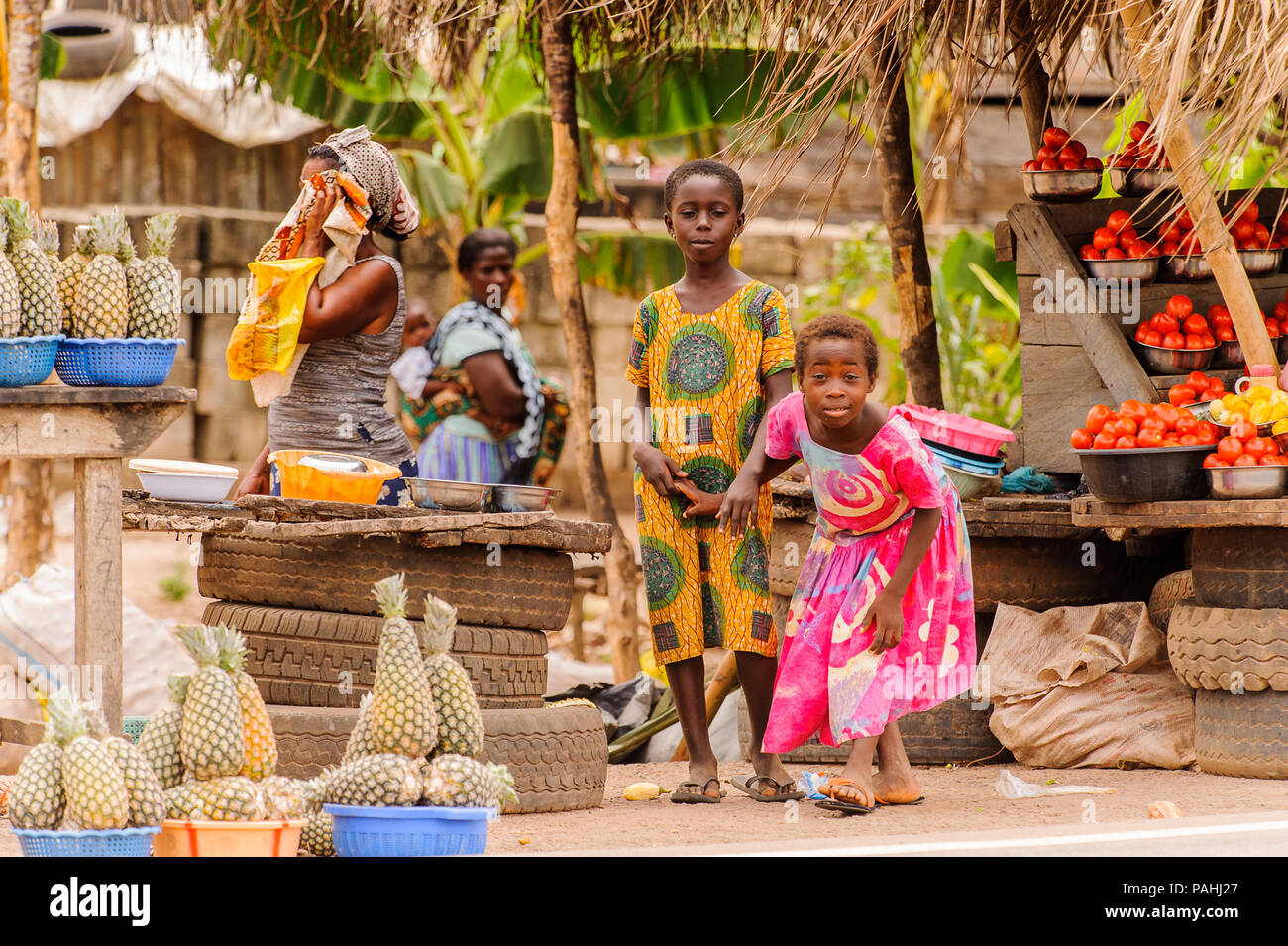 ACCRA, GHANA - MARCH 2, 2012: Unidentified Ghanaian two girls at the ...