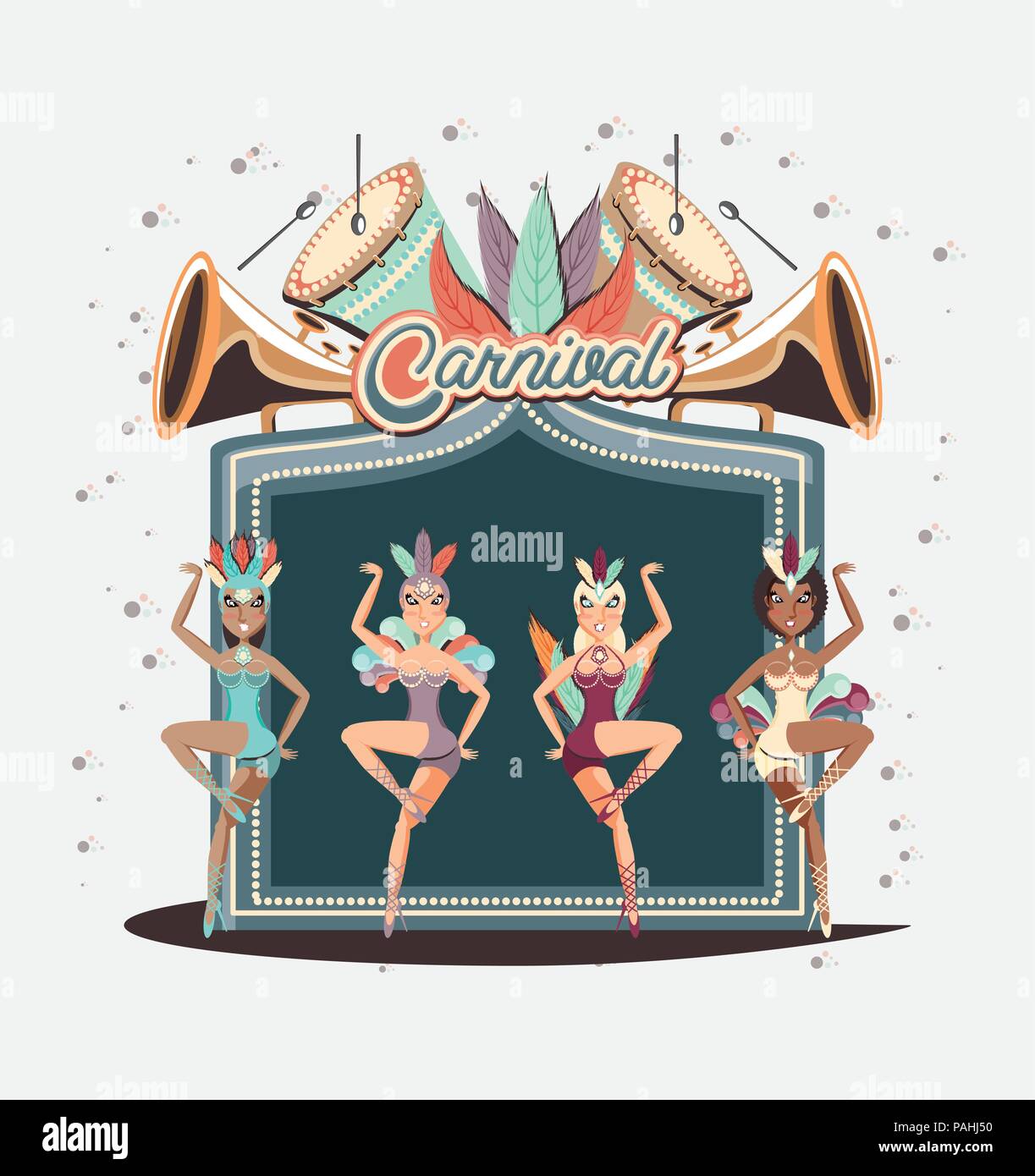 group of beautiful girls carnival characters vector illustration design ...