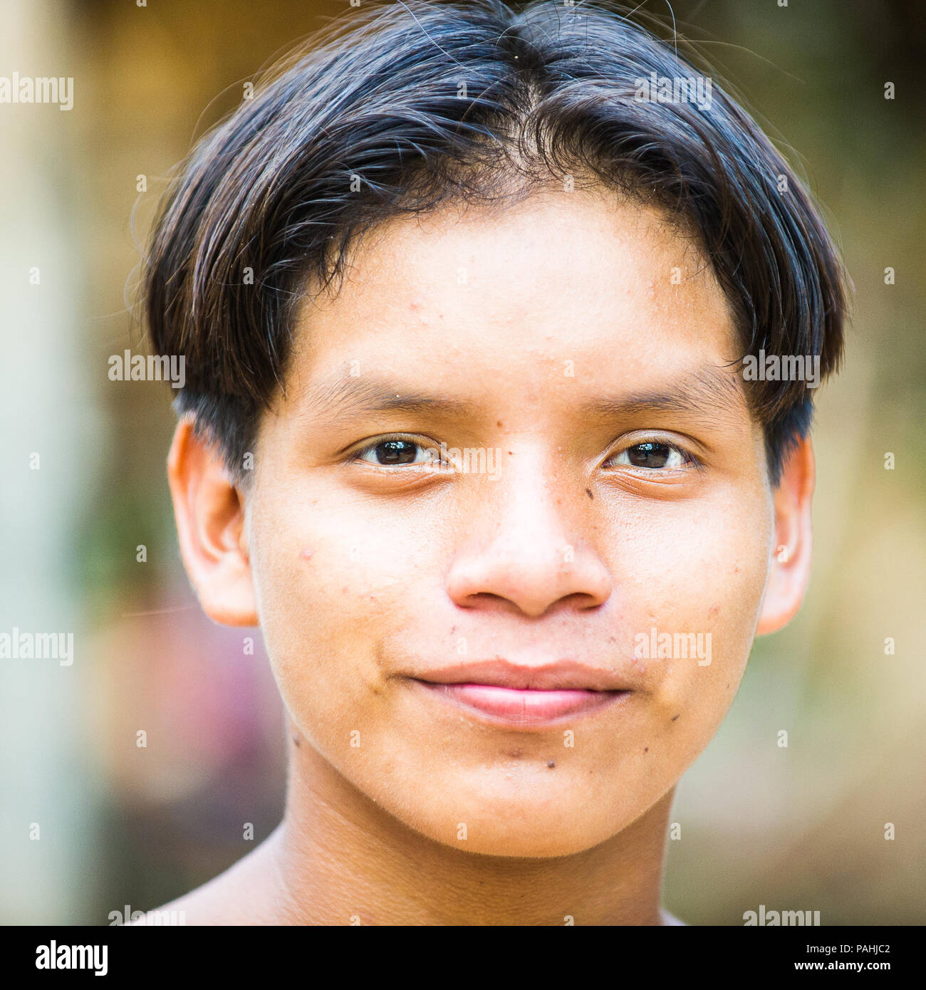 AMAZONIA, PERU - NOV 10, 2010: Unidentified Amazonian indigenous boy ...