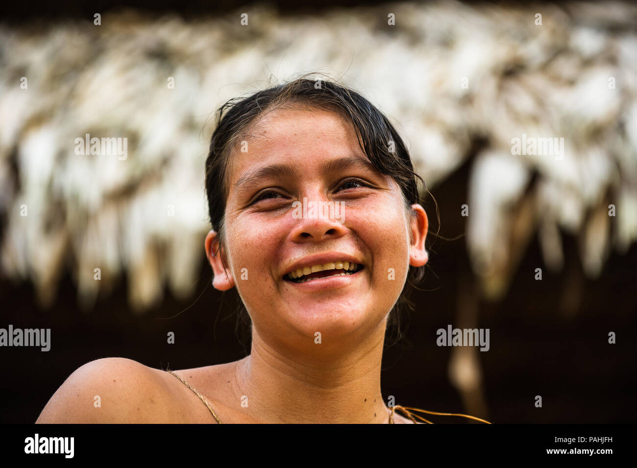 AMAZONIA, PERU - NOV 10, 2010: Unidentified Amazonian indigenous girl ...