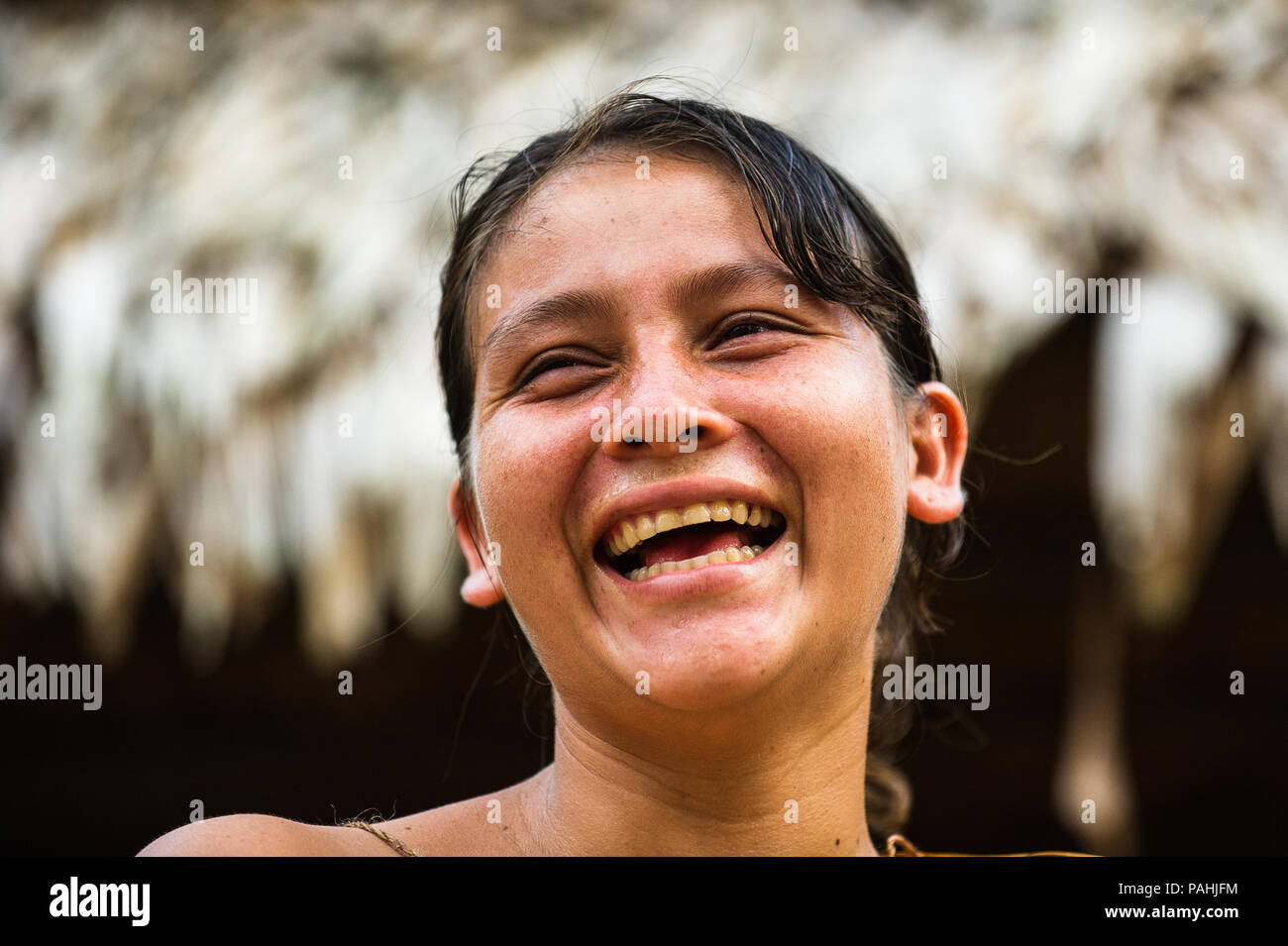 AMAZONIA, PERU - NOV 10, 2010: Unidentified Amazonian indigenous girl ...