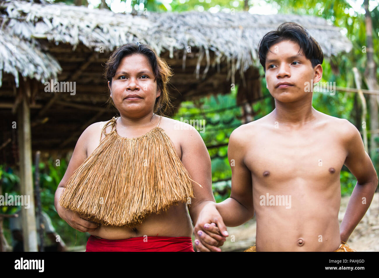 AMAZONIA, PERU - NOV 10, 2010: Unidentified Amazonian indigenous people ...