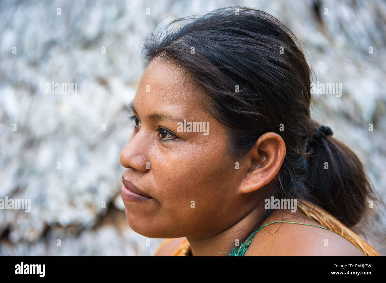AMAZONIA, PERU - NOV 10, 2010: Unidentified Amazonian indigenous girl ...