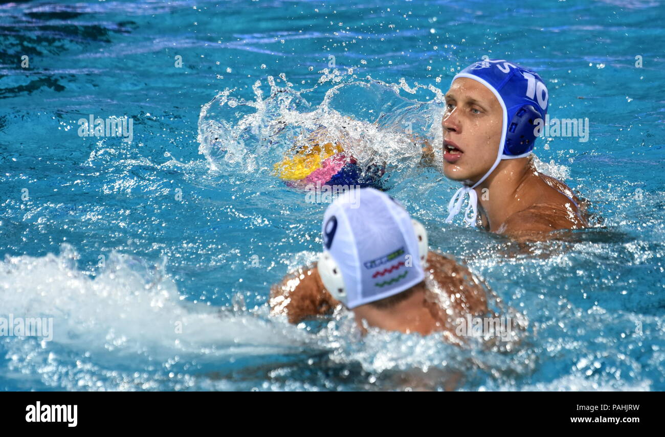Budapest, Hungary - Jul 25, 2017. KHOLOD Dmitrii (10) russian waterpolo ...