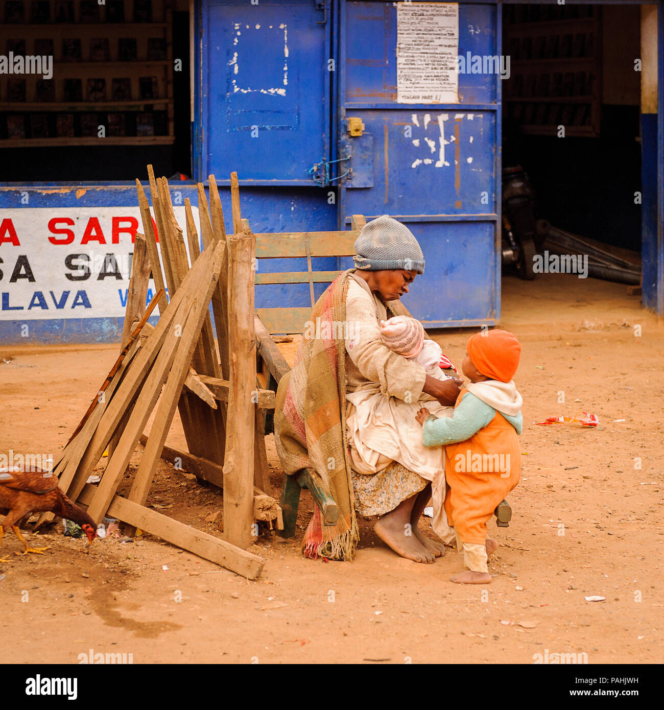 ANTANANARIVO, MADAGASCAR - JUNE 29, 2011: Unidentified Madagascar woman ...