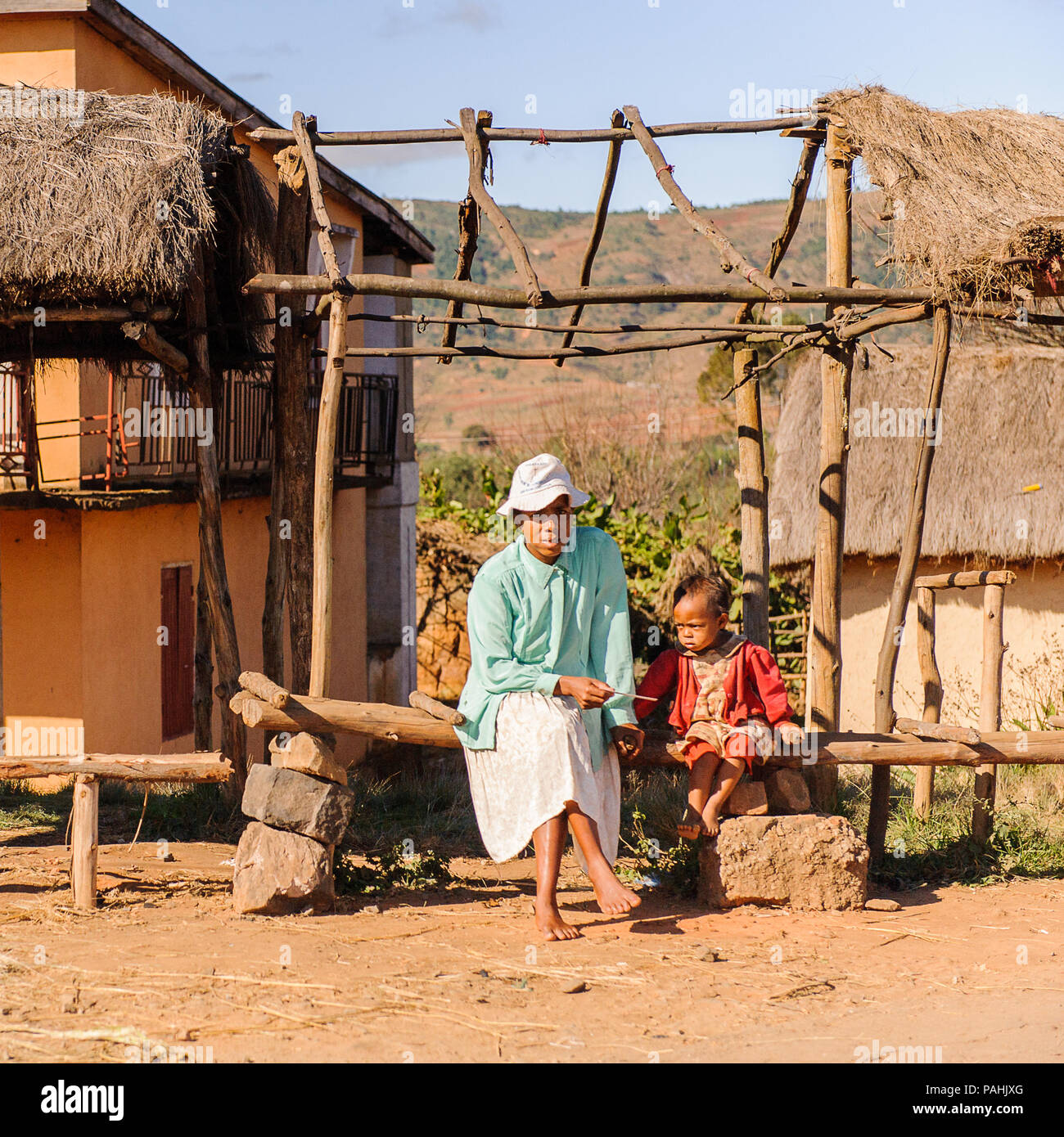 ANTANANARIVO, MADAGASCAR - JUNE 29, 2011: Unidentified Madagascar woman ...
