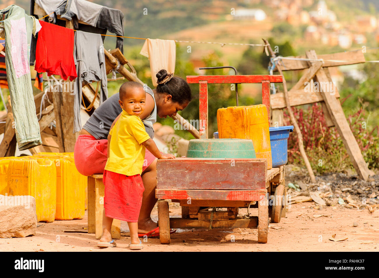 ANTANANARIVO, MADAGASCAR - JUNE 30, 2011: Unidentified Madagascar woman ...