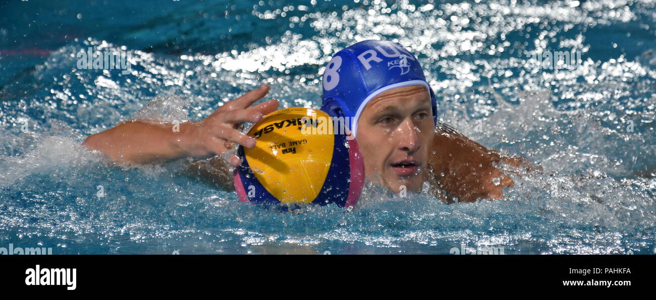 Budapest, Hungary - Jul 25, 2017. NAGAEV Ivan (8) russian waterpolo ...