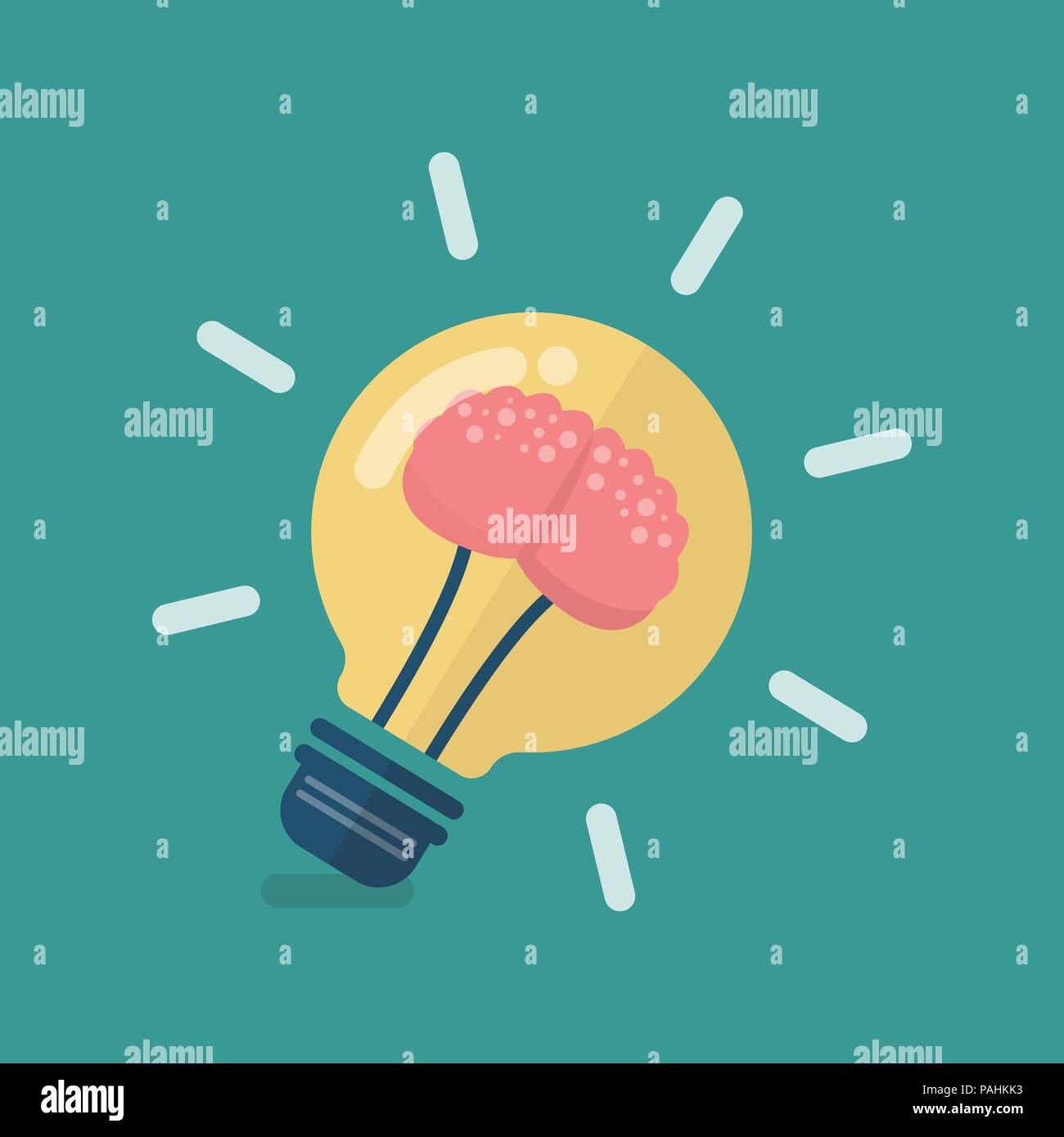 Human brain in lightbulb idea. Vector illustration Stock Vector Image ...