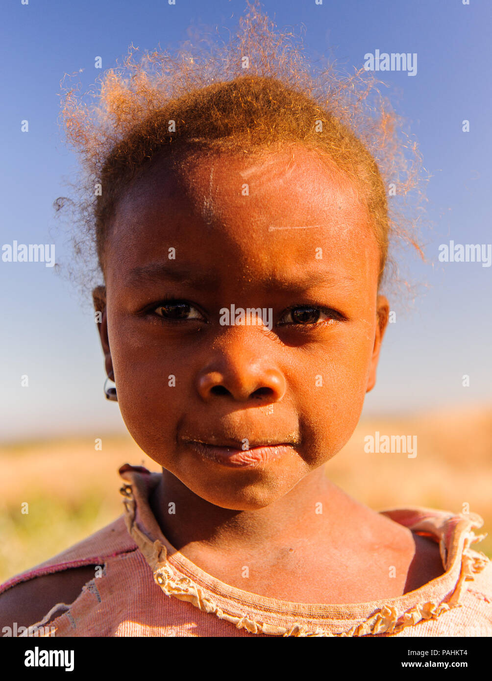 MADAGASCAR - JULY 3, 2011: Portrait of an unidentified beautiful little ...