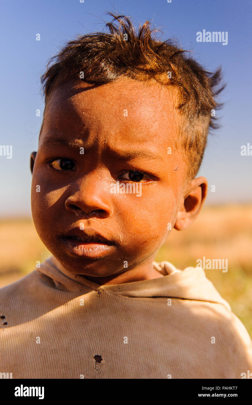 MADAGASCAR - JULY 3, 2011: Portrait of an unidentified beautiful little ...
