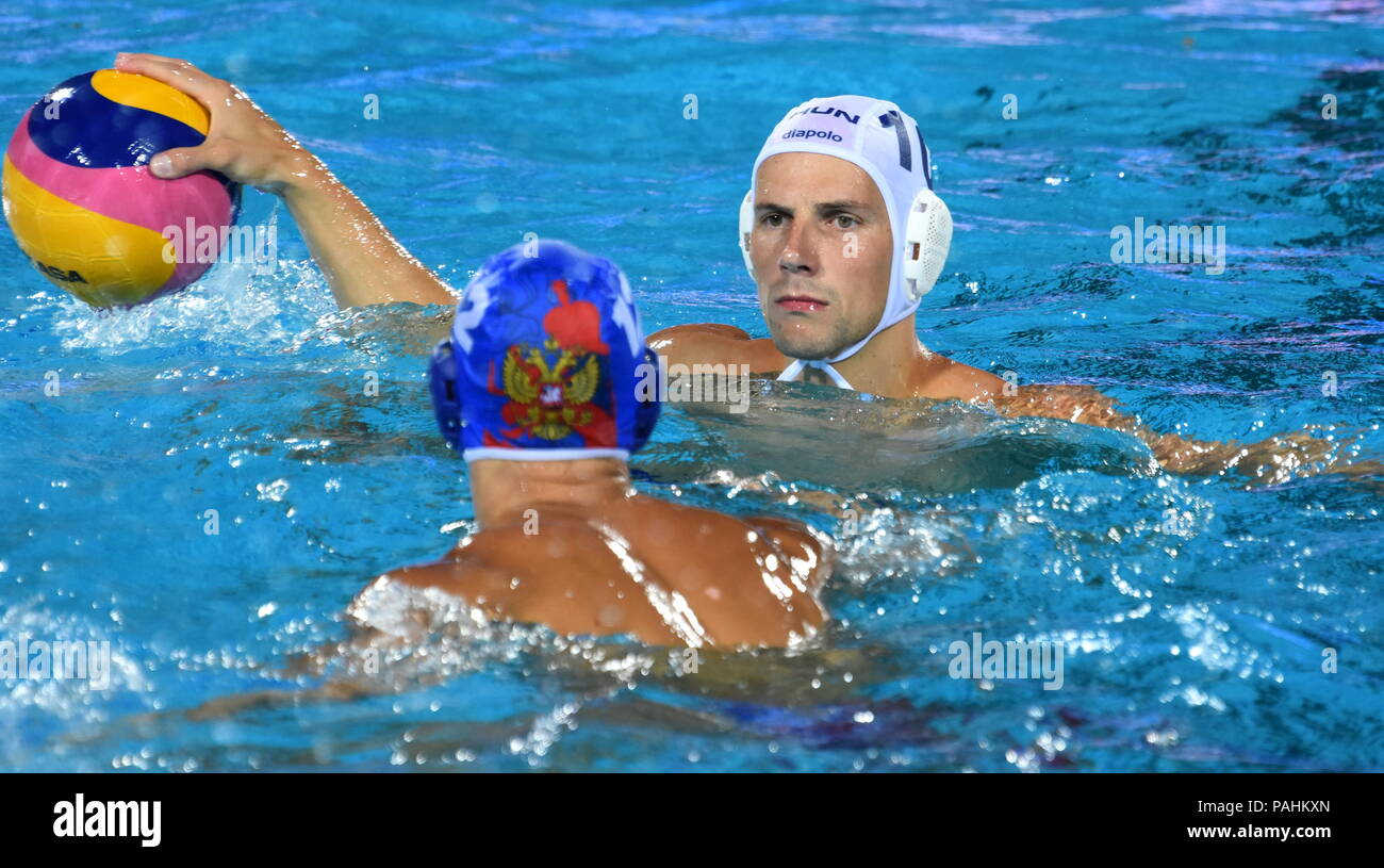 Budapest, Hungary - Jul 25, 2017. VARGA Denes (10) hungarian waterpolo ...