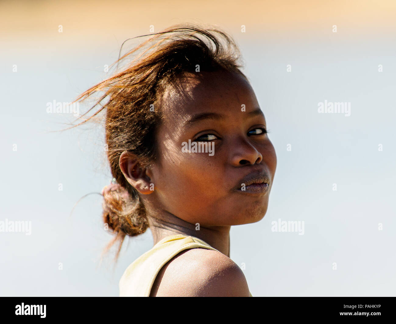 MADAGASCAR - JULY 5, 2011: Portrait of an unidentified beautiful girl ...