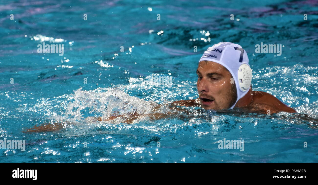 Budapest, Hungary - Jul 25, 2017. DECKER Adam (7) hungarian waterpolo ...