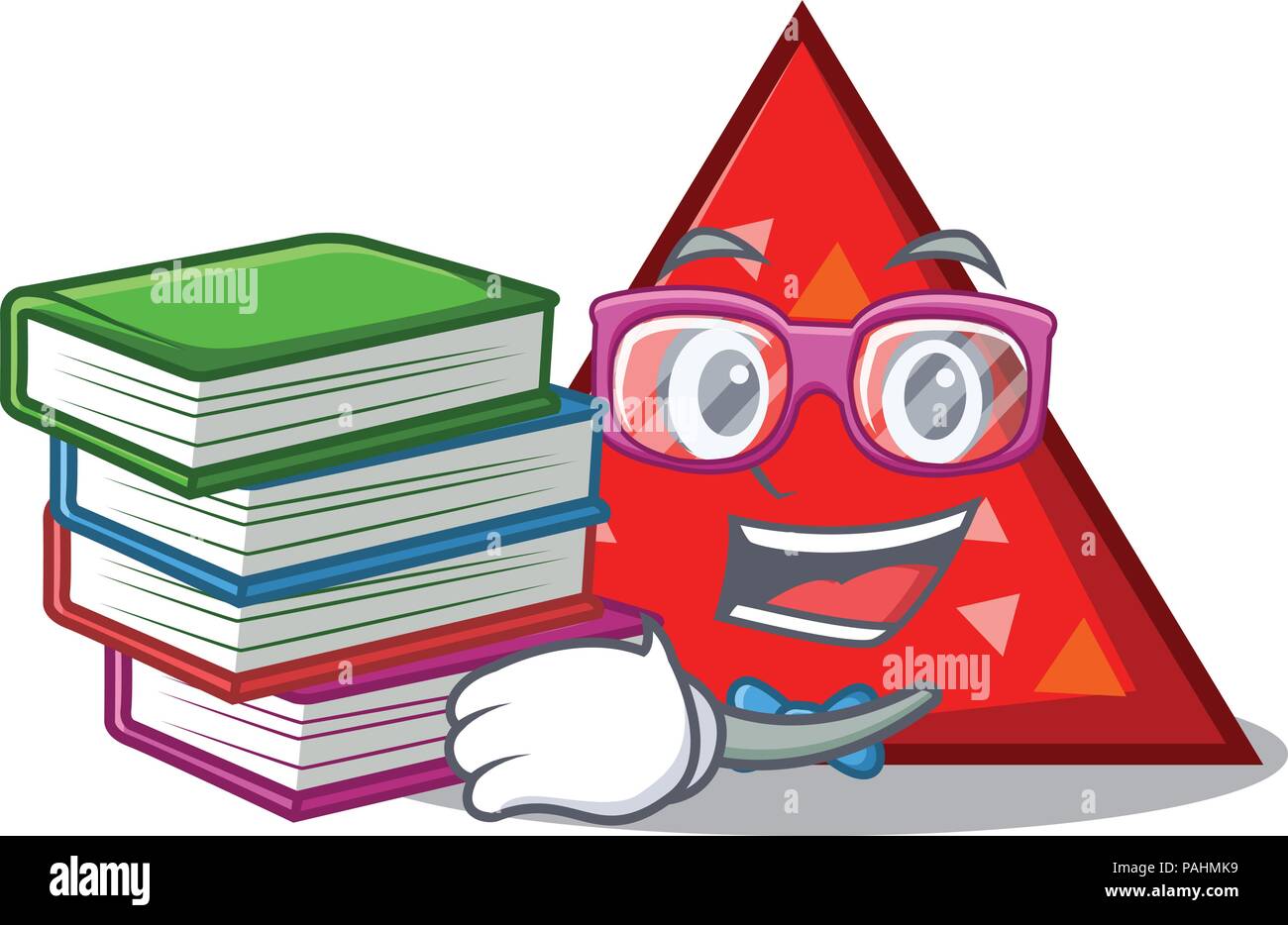 Student with book triangel mascot cartoon style Stock Vector Image ...