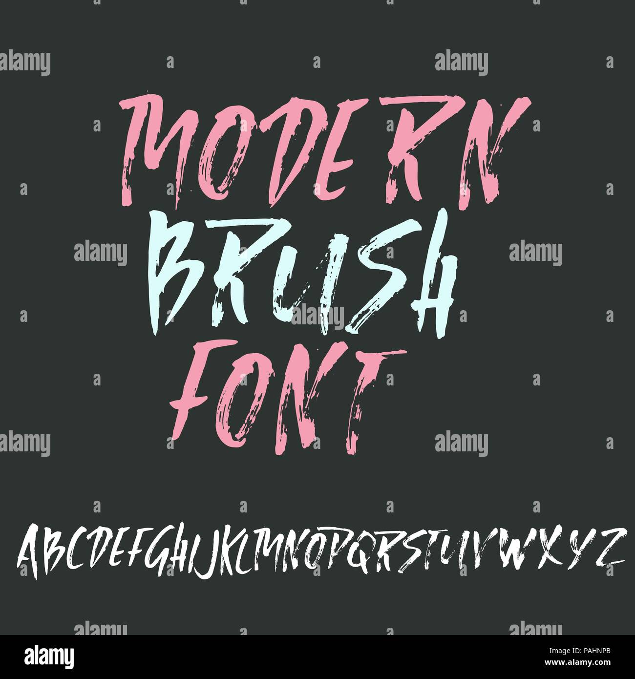 Hand drawn dry brush lettering. Grunge style alphabet. Handwritten font ...