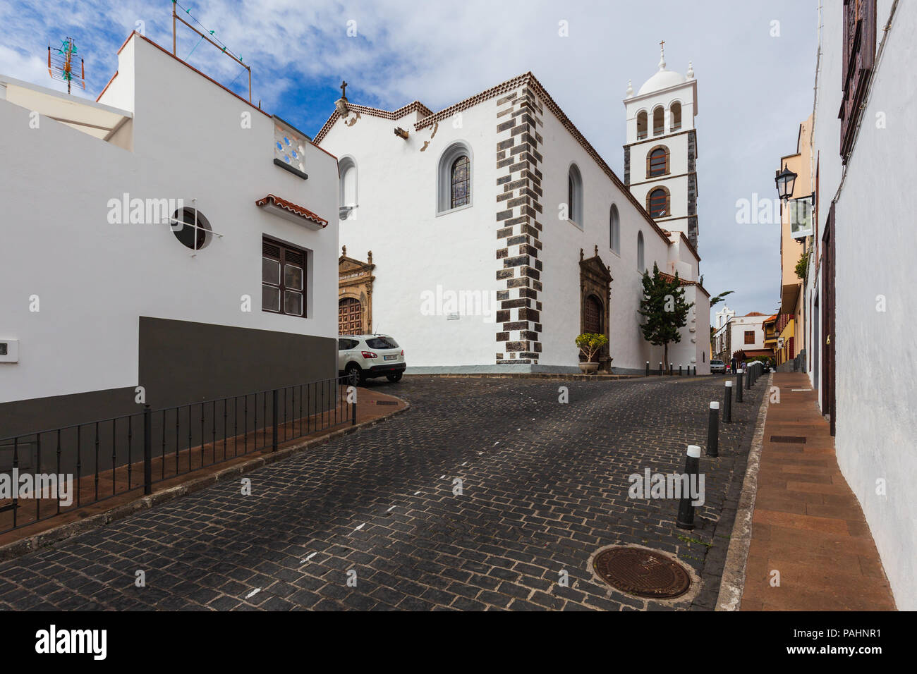 The architecture of Garachico village on Tenerife Island, Spain Stock ...